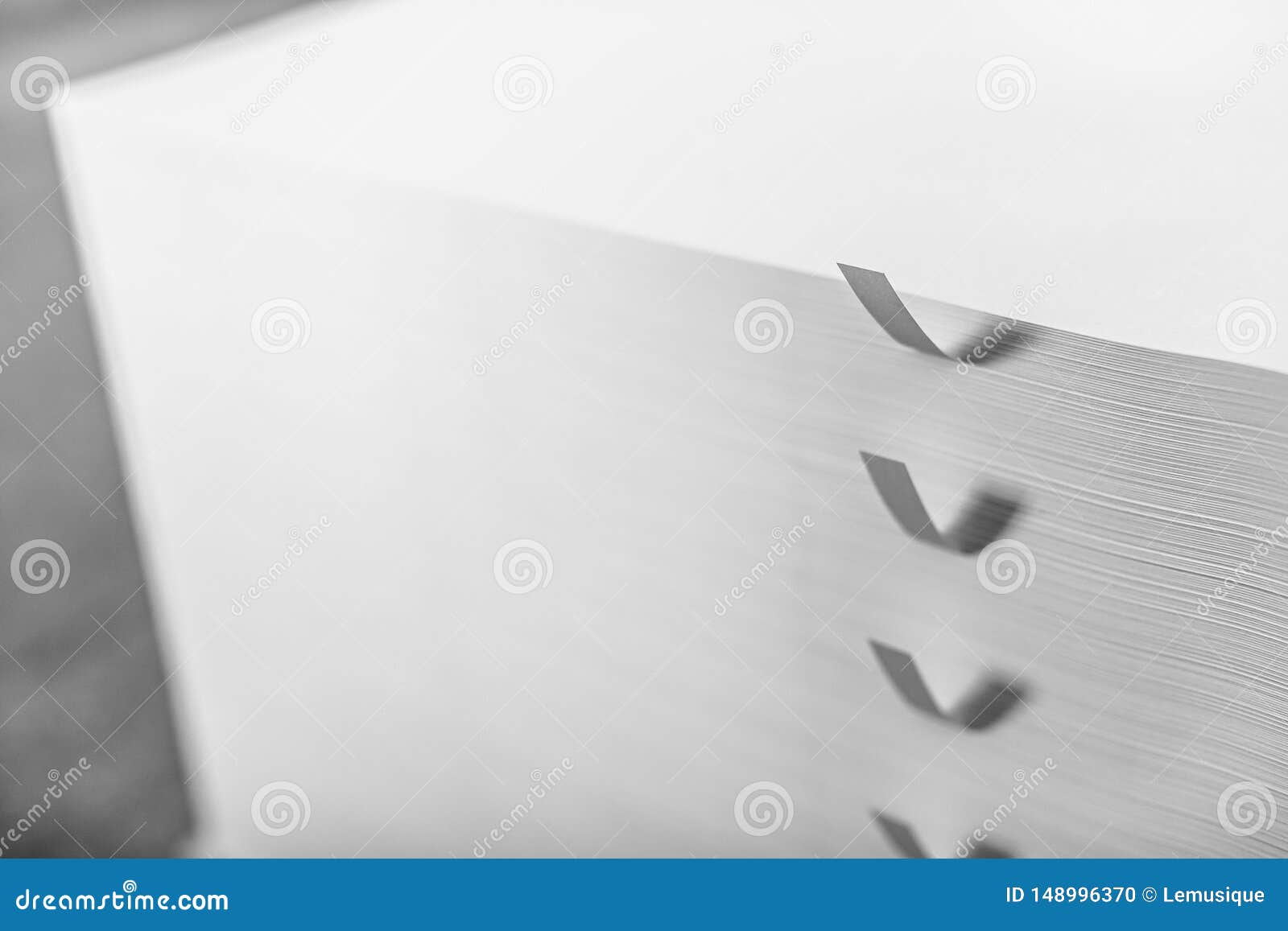 A Stack of White Paper with Bookmarks. Paper Texture Background Stock ...