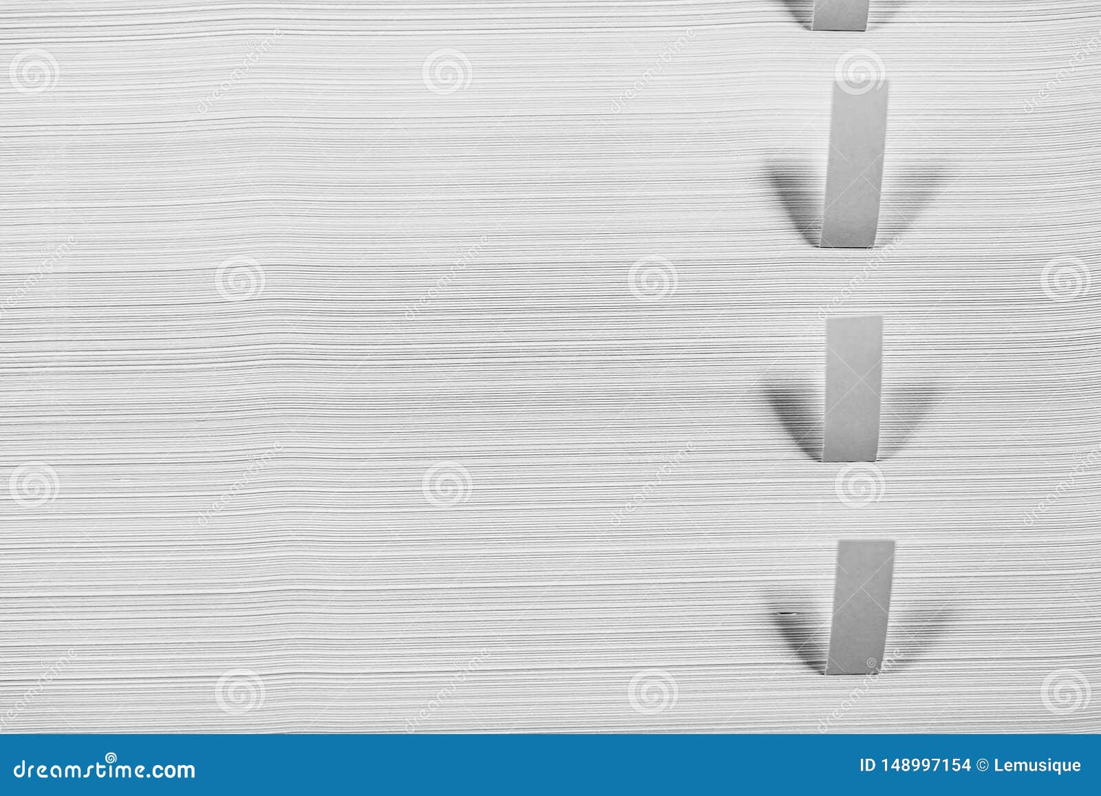 A Stack of White Paper with Bookmarks. Paper Texture Background Stock ...