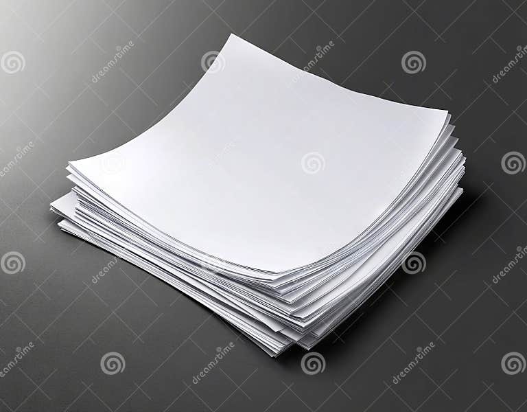 A Stack of White Paper on a Gray Surface Stock Photo - Image of angled ...