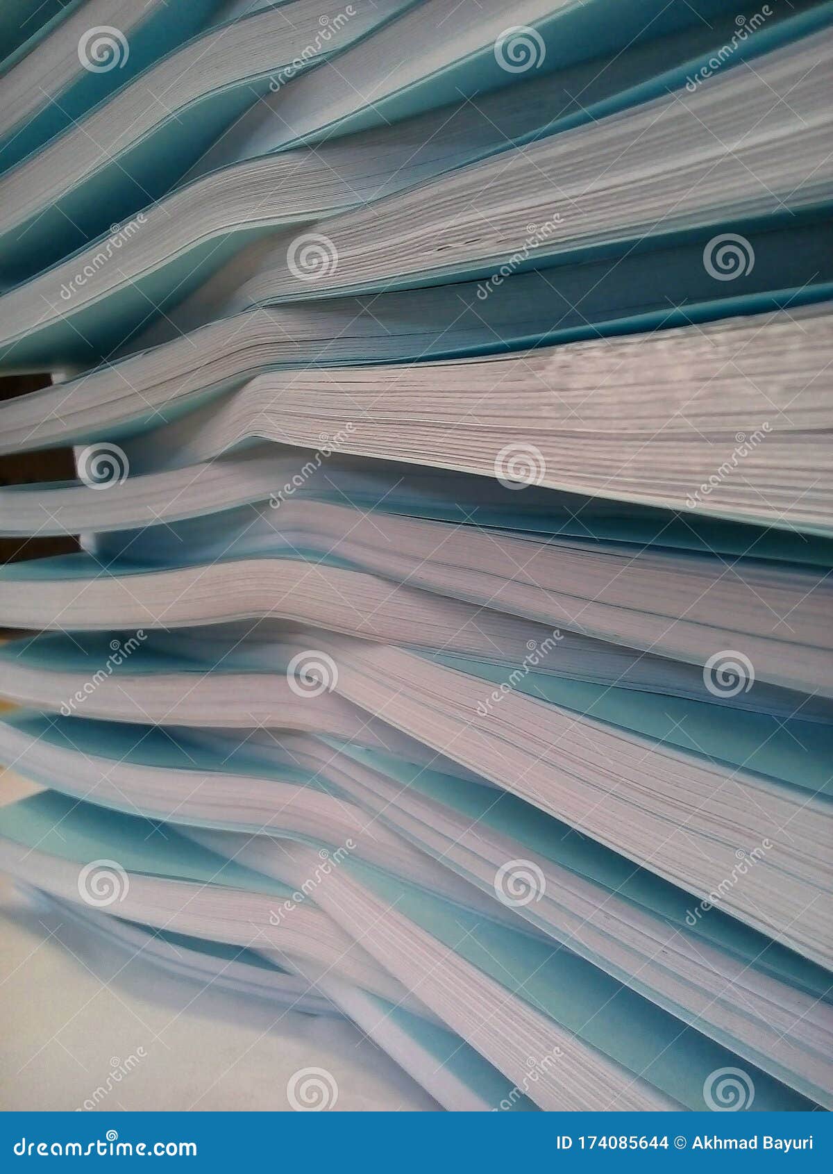 Stack of White Paper with a Light Blue Cover. Stock Photo - Image of ...