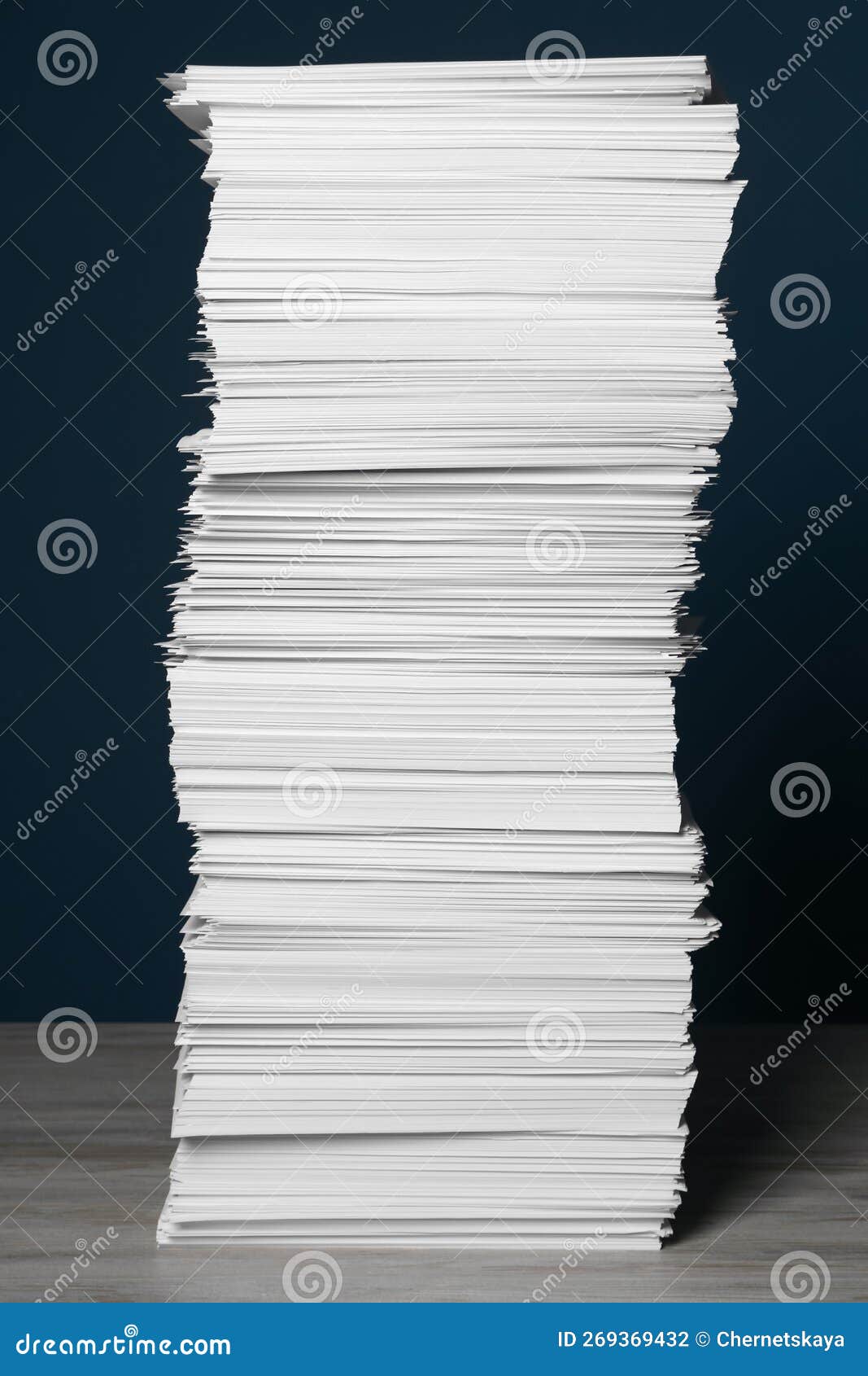 Stack of White Paper Sheets on Blue Background Stock Photo - Image of ...