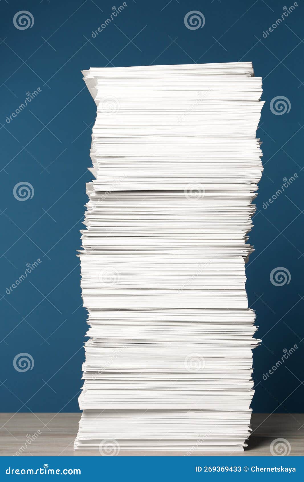 Stack of White Paper Sheets on Blue Stock Image - Image of business ...