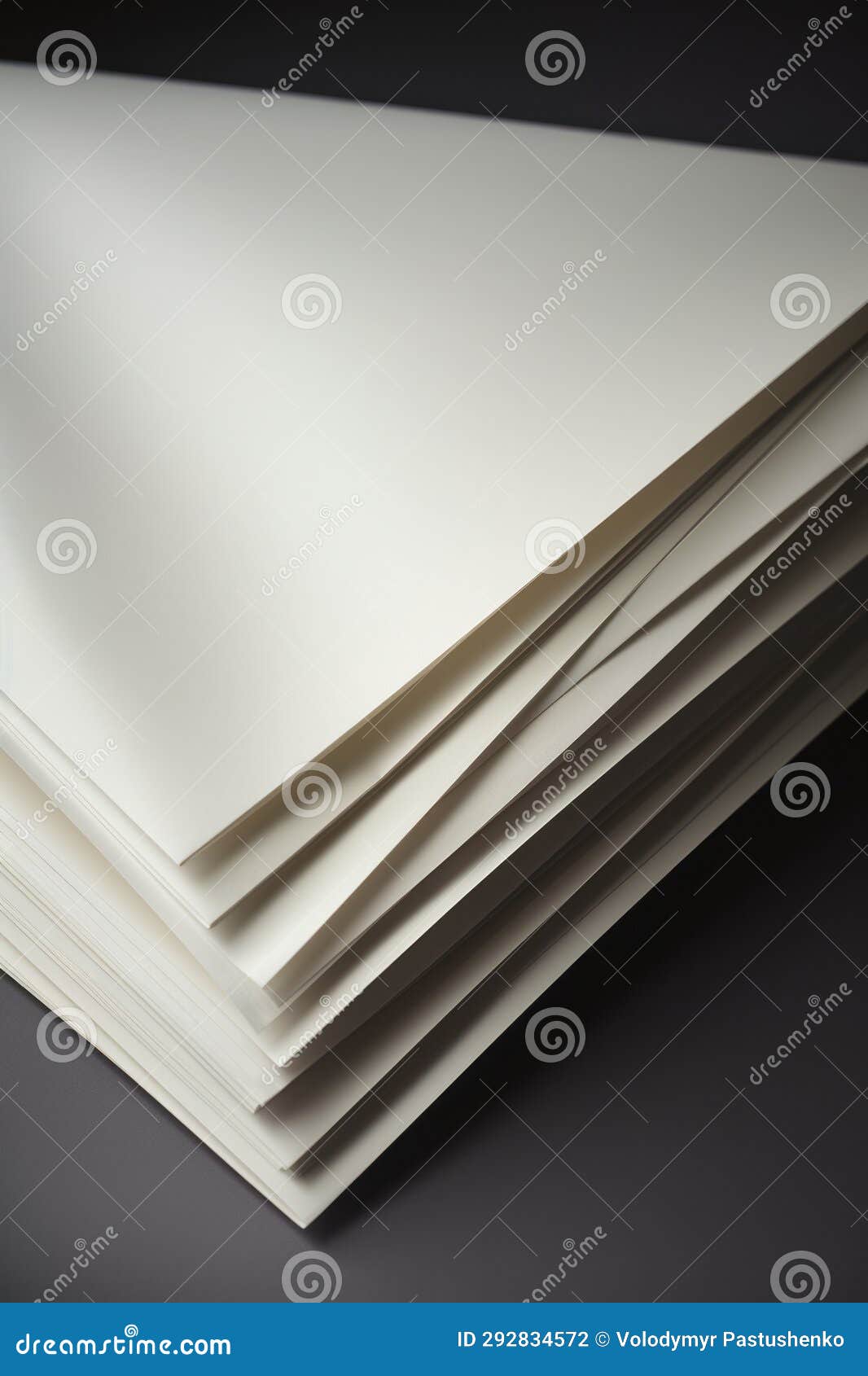 Stack of White Papers on Black Surface with Black Background ...