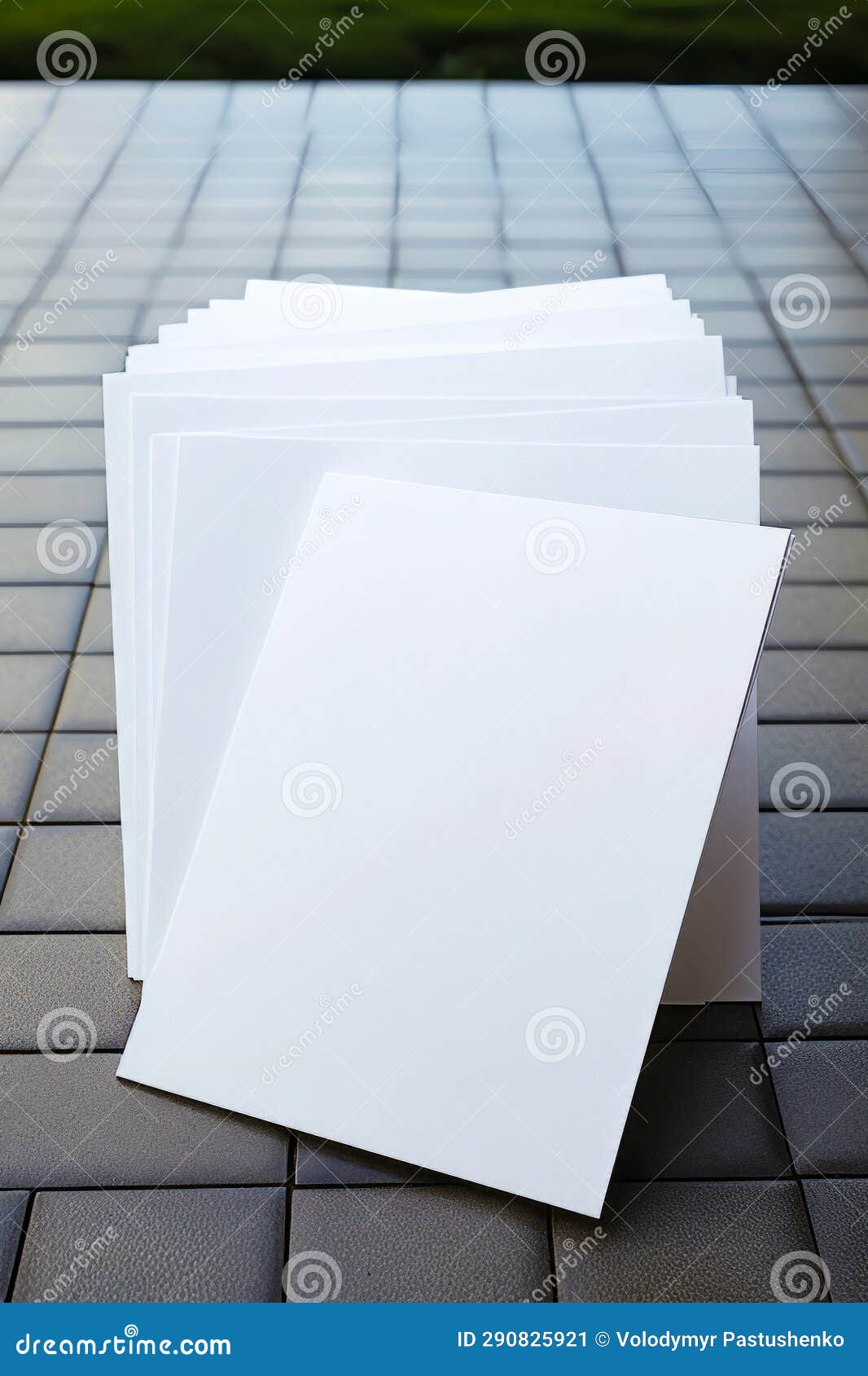 Stack of White Papers Sitting on Top of Tiled Floor. Generative AI ...