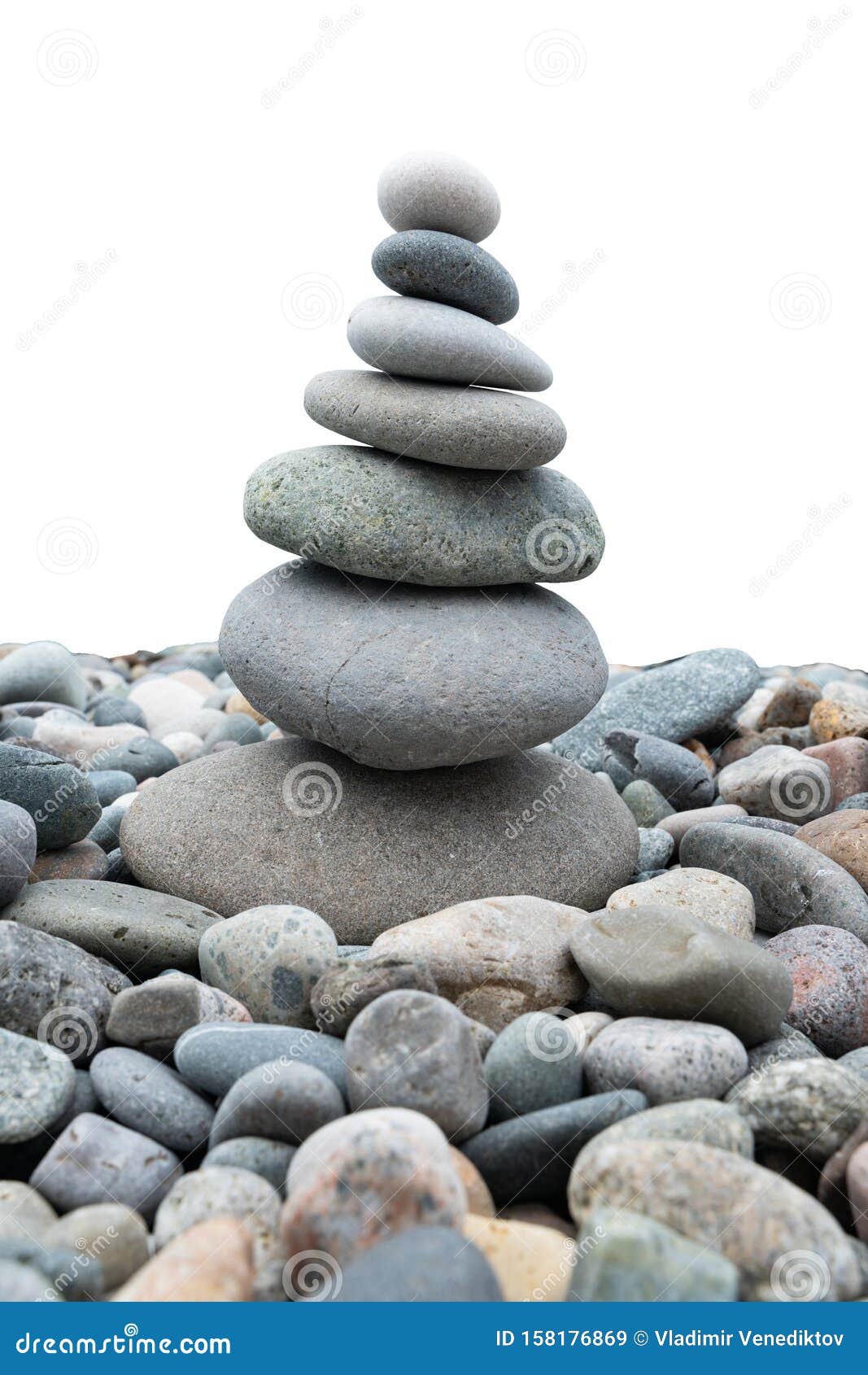 Stack of White Pebbles Stone on White Isolated Background for Spa ...