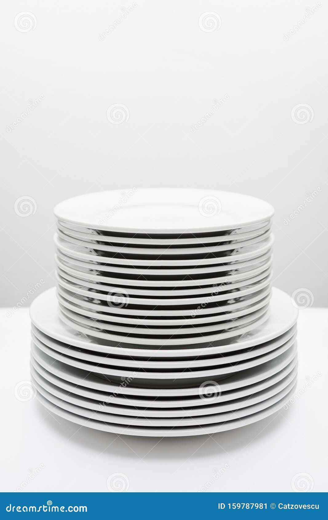 Stack of White Plates Isolated on White Stock Image - Image of ...