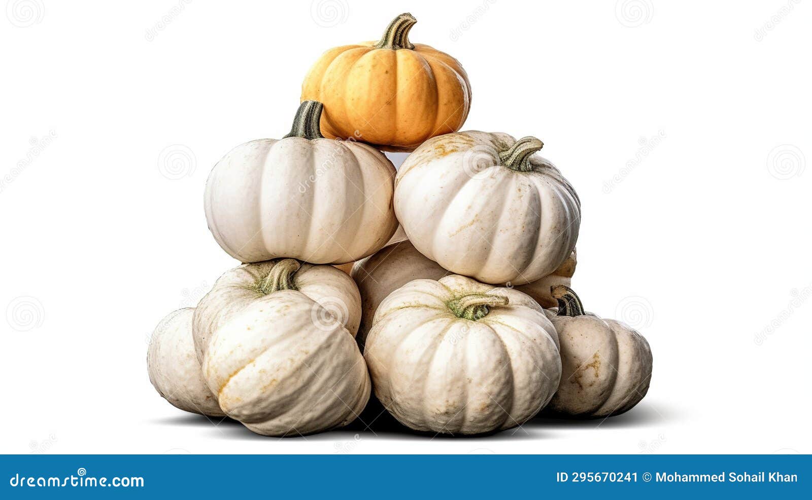 Stack of White Pumpkin Watercolor Painting Isolated in White Background ...