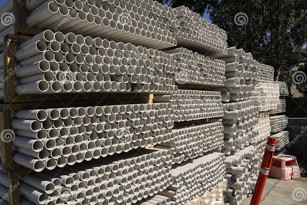 A Stack of White PVC Conduit Pipes. Stock Photo - Image of pattern ...