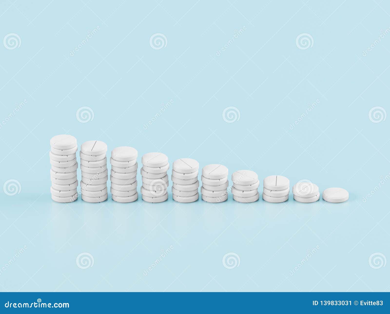 Stack of White Round Pills in the Form of Steps on a Blue Background ...