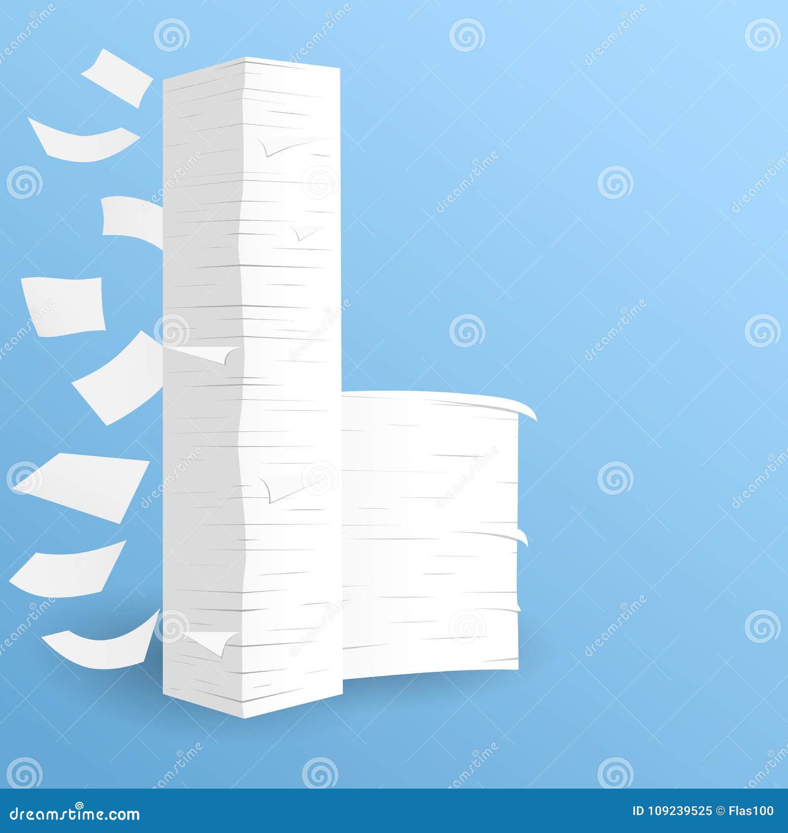 Stack of White Sheets Paper Flying in Blue Room on Floor Stock Vector ...