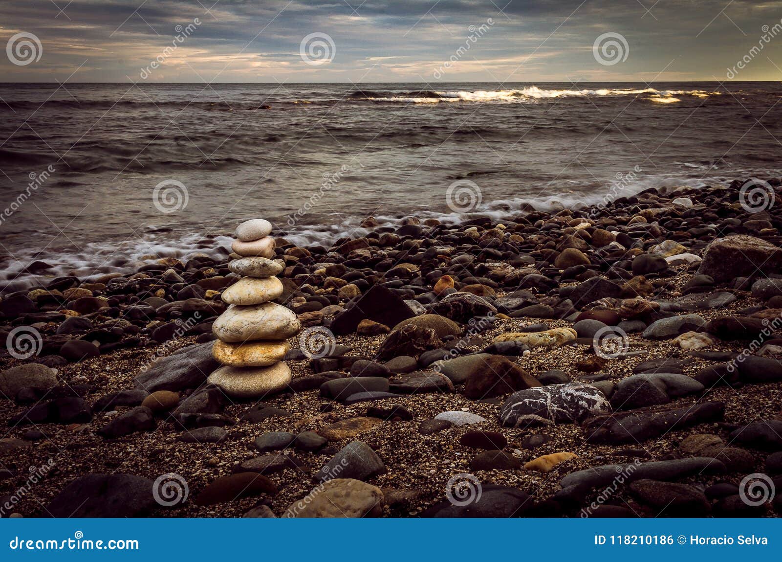 Stack of White Stones on the Rocky Beach. Stock Photo - Image of ...
