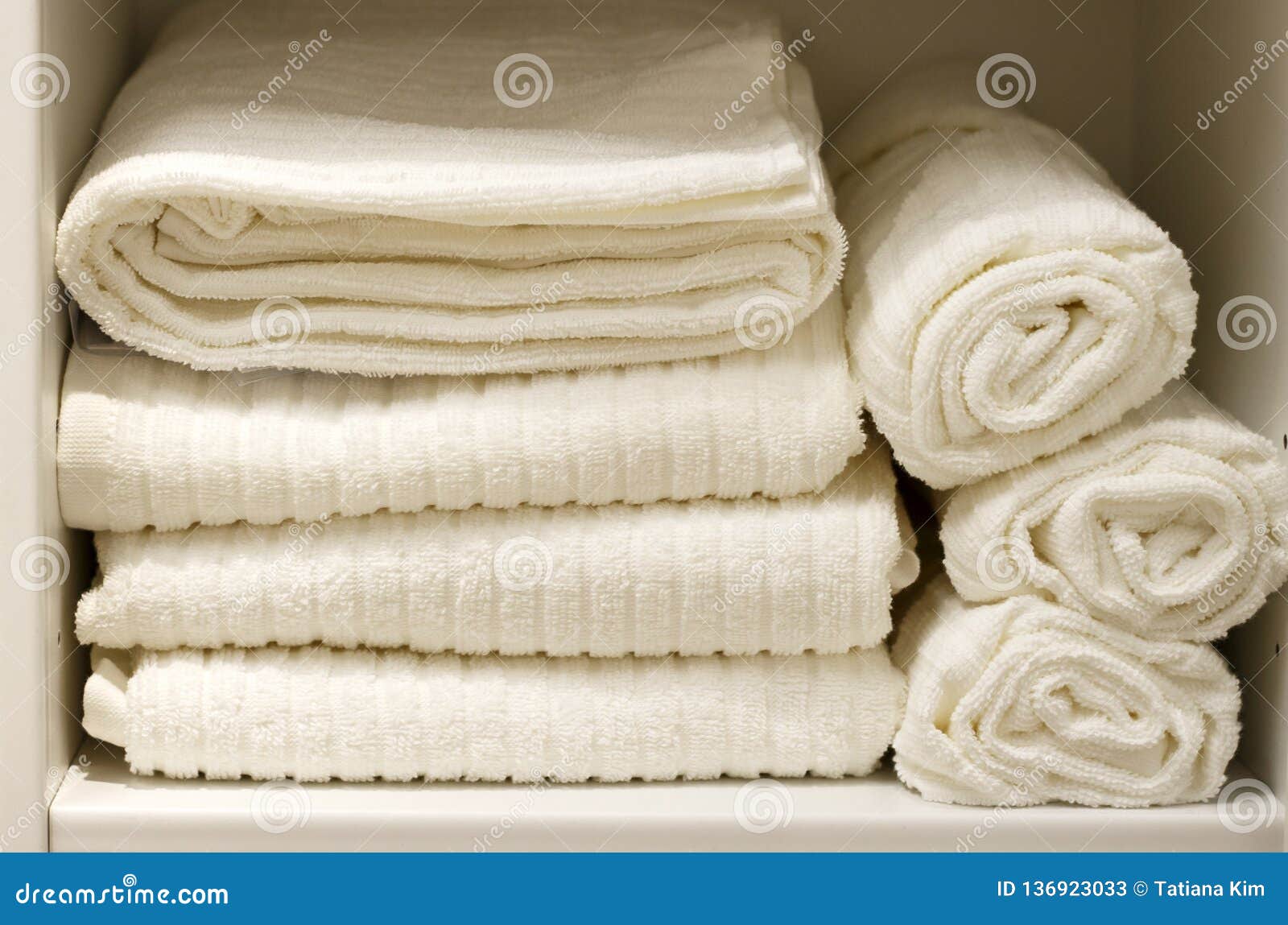 Stack of White Terry Towels Front View, Close-up Stock Image - Image of ...