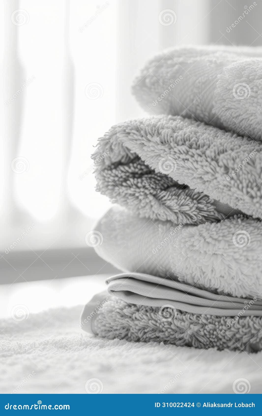 A Stack of White Towels Lies on a Wooden Surface Stock Photo - Image of ...