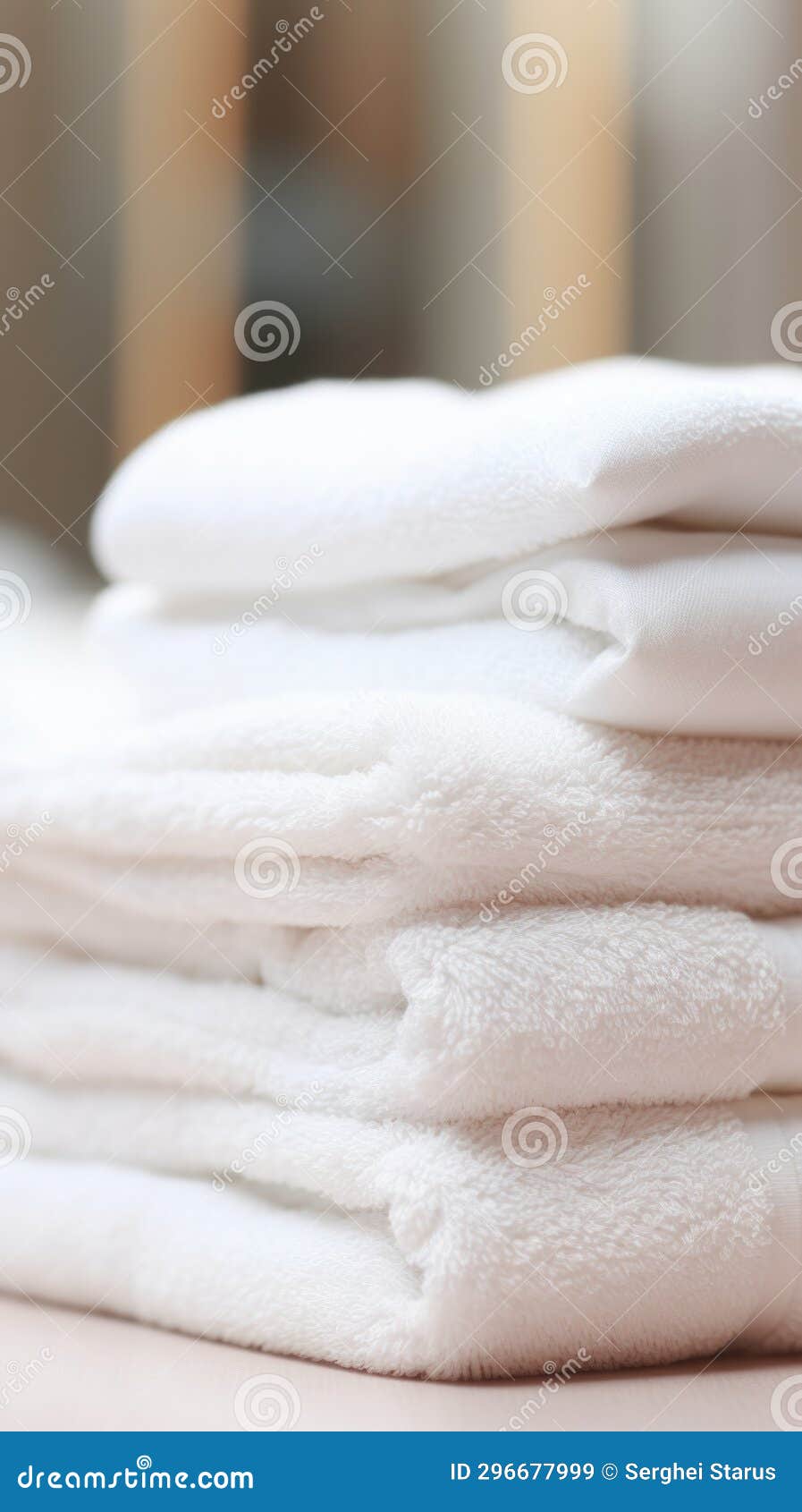 A Stack of White Towels on a Table, AI Stock Image - Image of care ...
