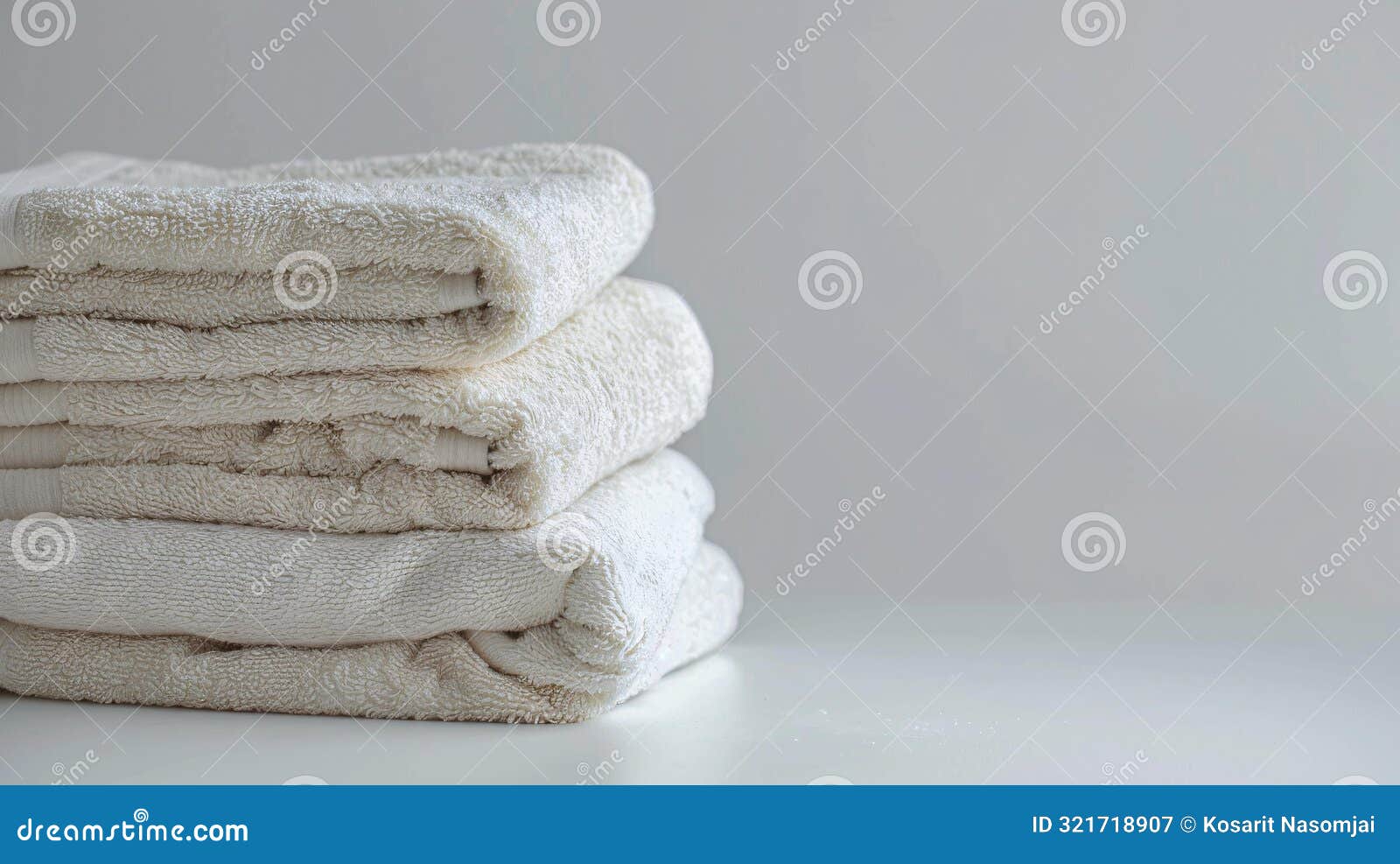 Stack of White Towels on White Background. Clean, Fluffy White Towels ...