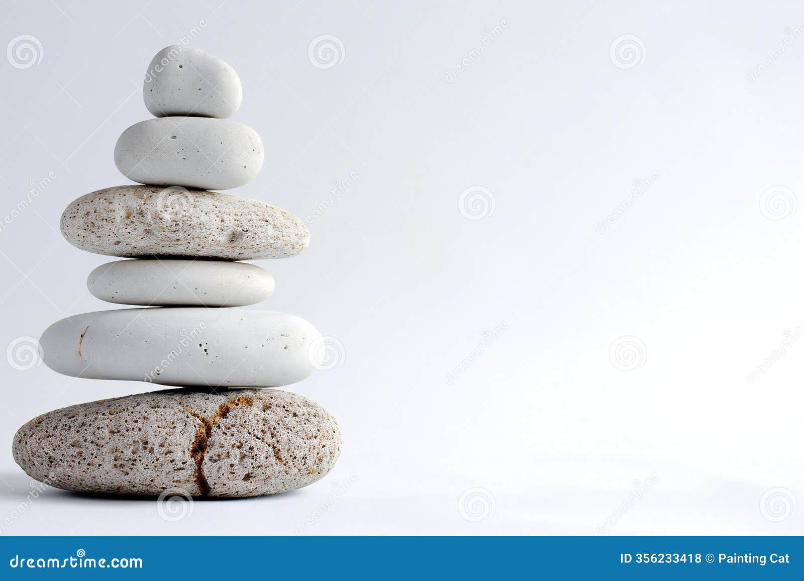 Stack of White Zen Stones Isolated on White Background with Copy Space ...