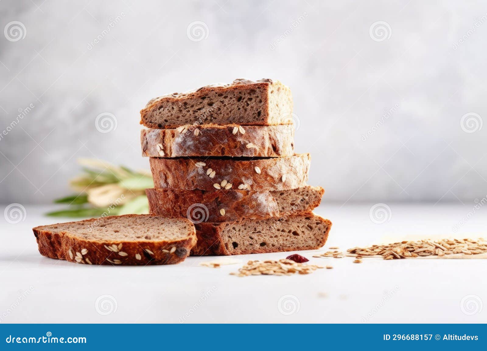 A Stack of Whole-grain Bread on a Marble Slab Stock Image - Image of ...