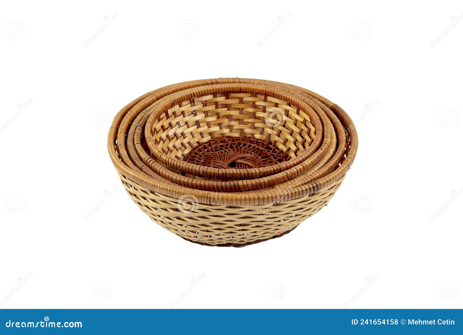 Stack of Wicker Straw Osier Handmade Baskets Different Size and Pattern ...
