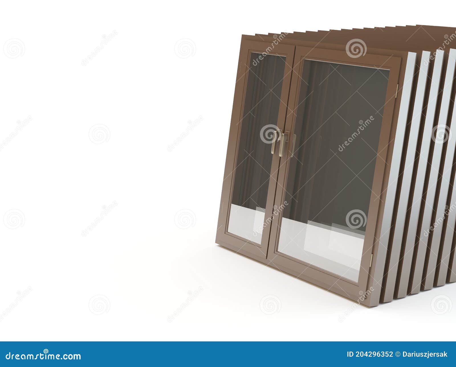 Stack of Windows, 3D Illustration Stock Illustration - Illustration of ...