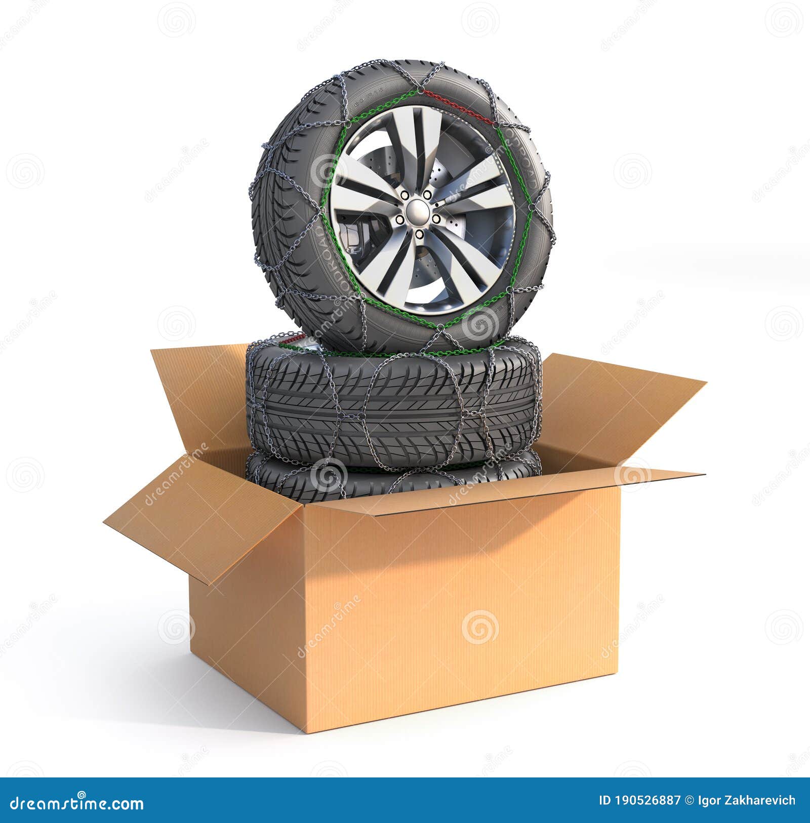 Stack of Winter Tires in the Cardboard Box Stock Illustration ...