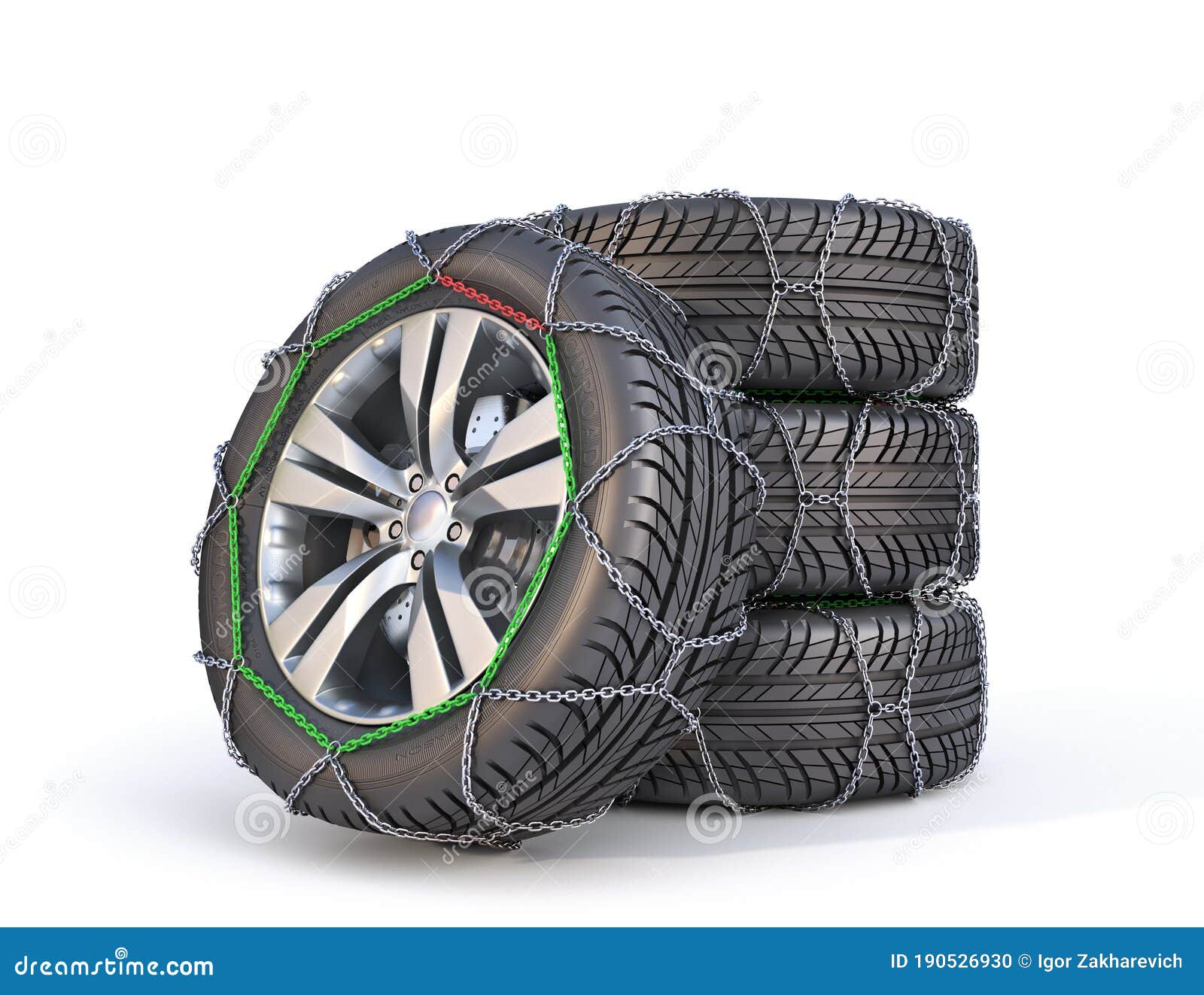 Stack of Winter Tires on a White Background. Stock Illustration ...
