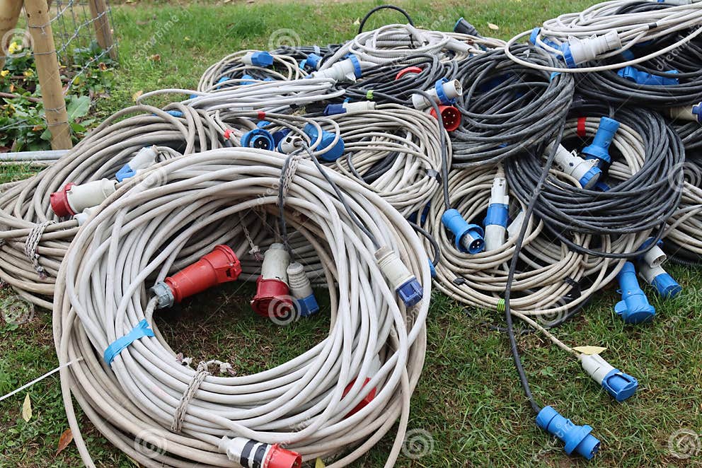 Stack of Wires and Industrial Type Sockets Sockets Stock Image - Image ...