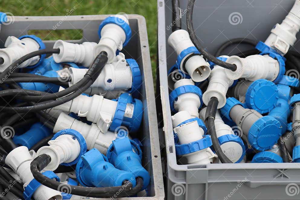 Stack of Wires and Industrial Type Sockets Sockets Stock Photo - Image ...