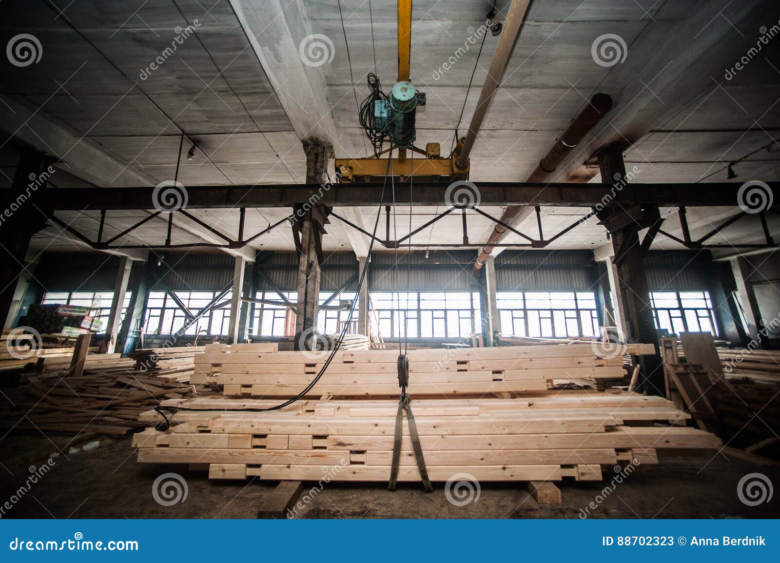 Stack Wood Beams in the Factory Stock Image - Image of long, plank ...