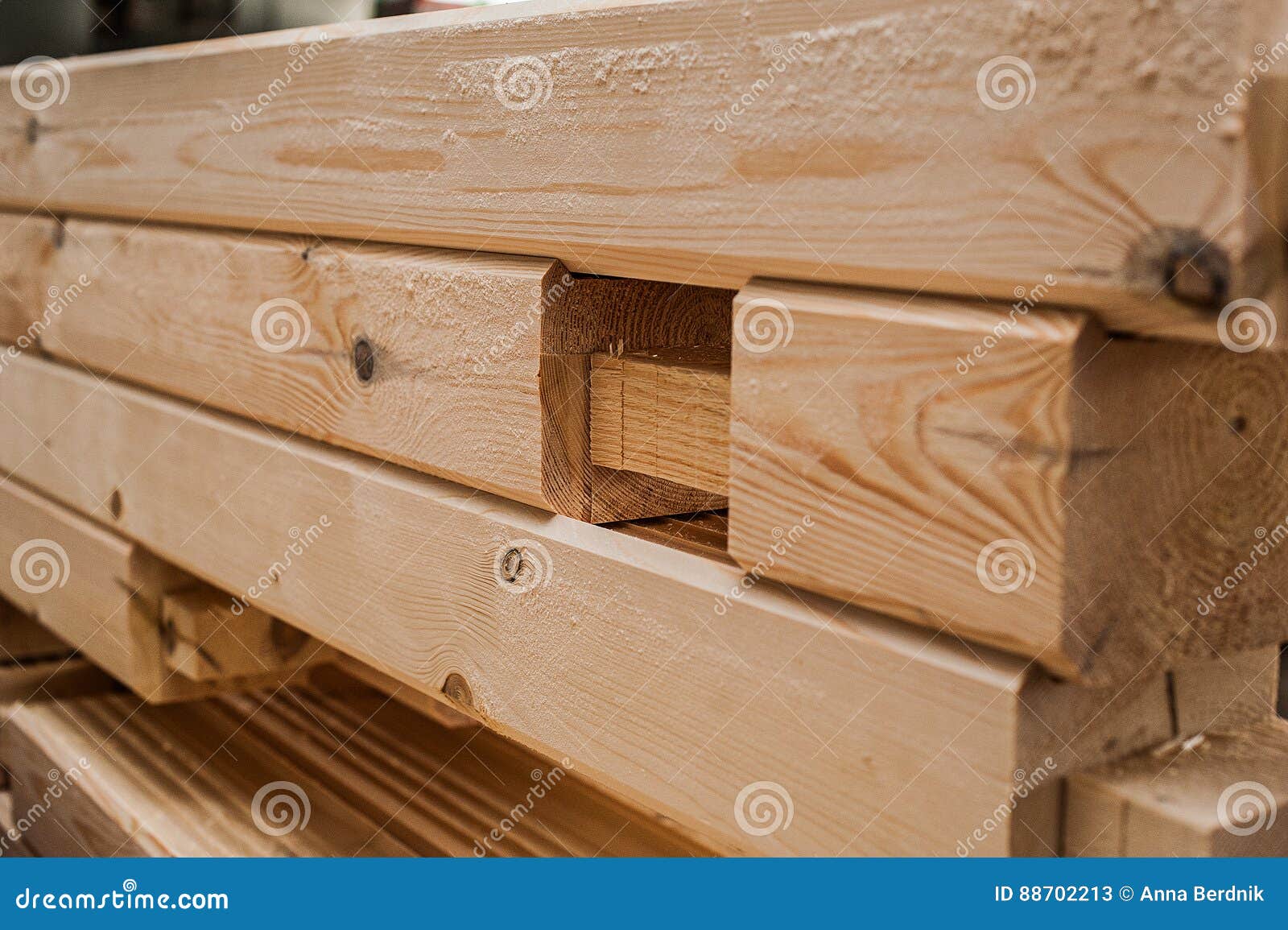 Stack Wood Beams in the Factory Stock Image - Image of lumber, board ...