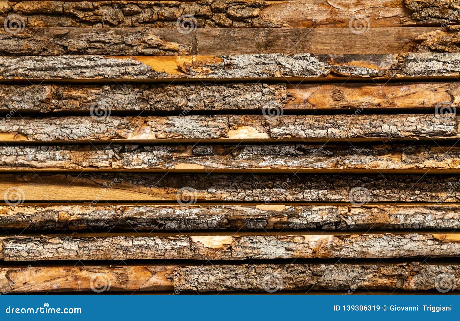 Stack of Wood. Detail of the Bark of Cut Tree Trunks. Woodpile ...