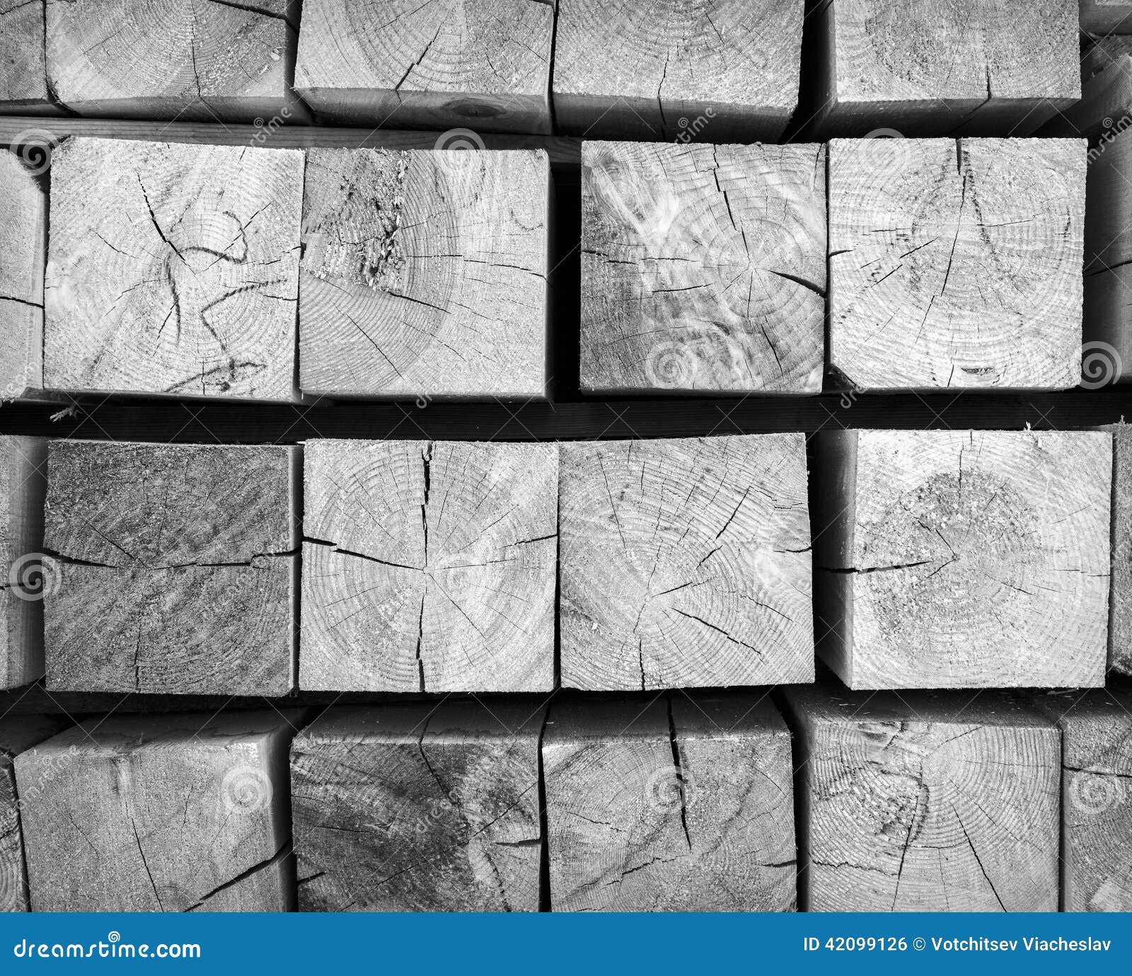 Stack Of Wood With Firewood In A Wooden Rack Stock Photo ...