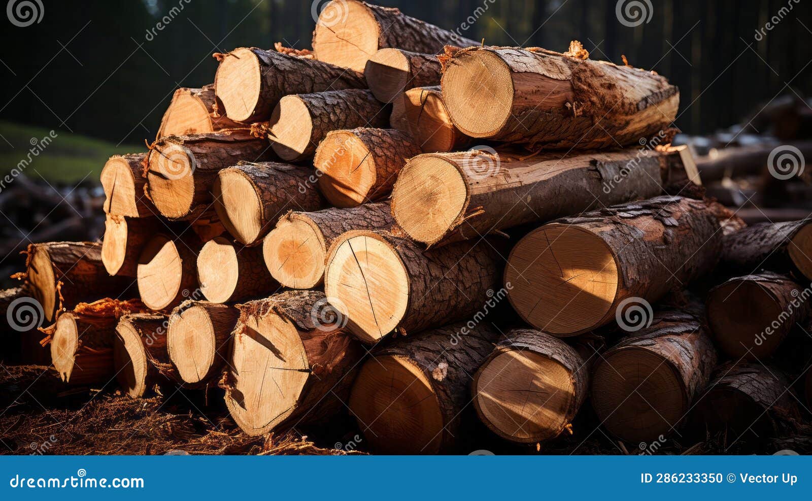 A Stack of Wood Logs. Generative AI. Stock Illustration - Illustration ...