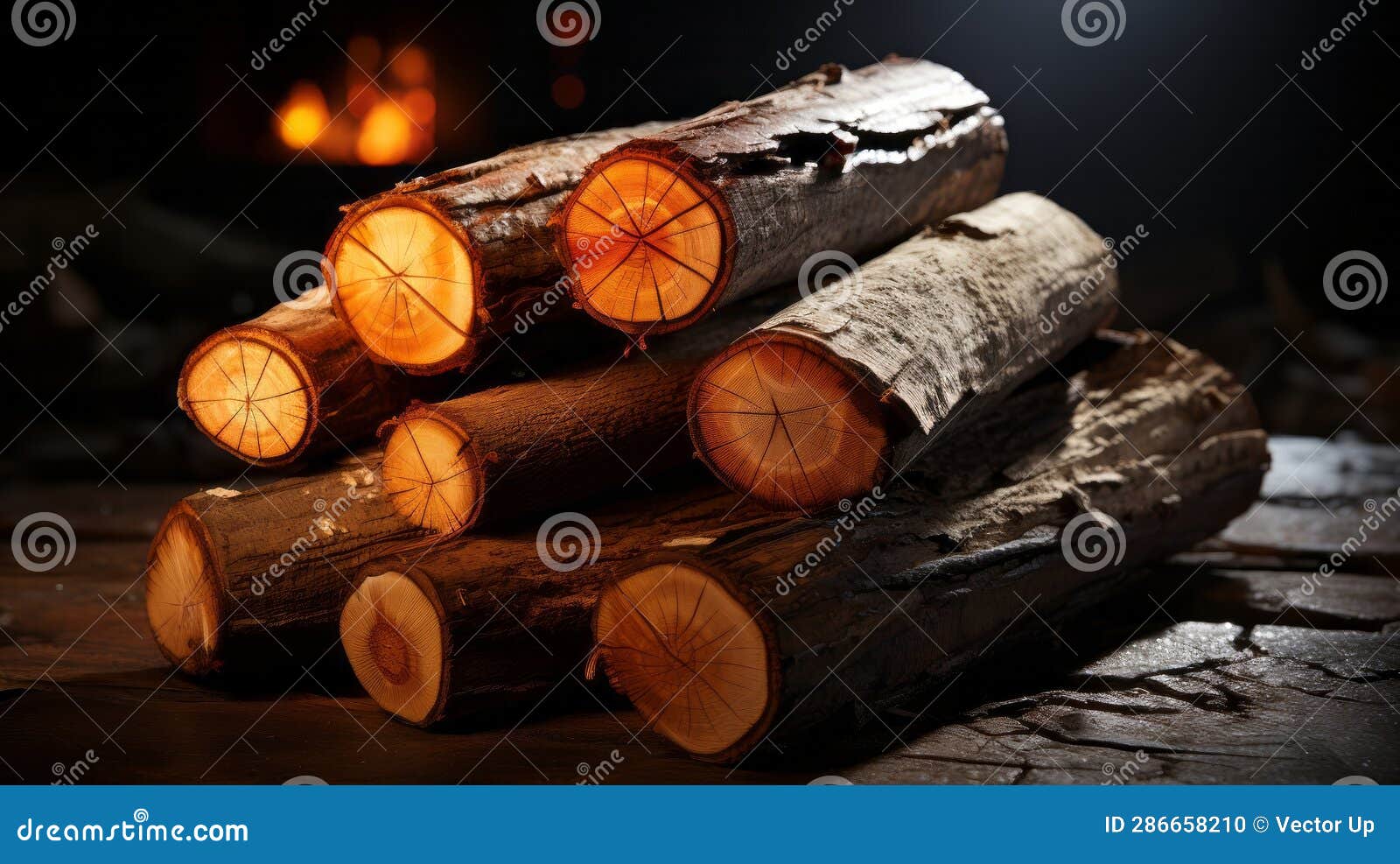 A Stack of Wood Logs. Generative AI. Stock Illustration - Illustration ...