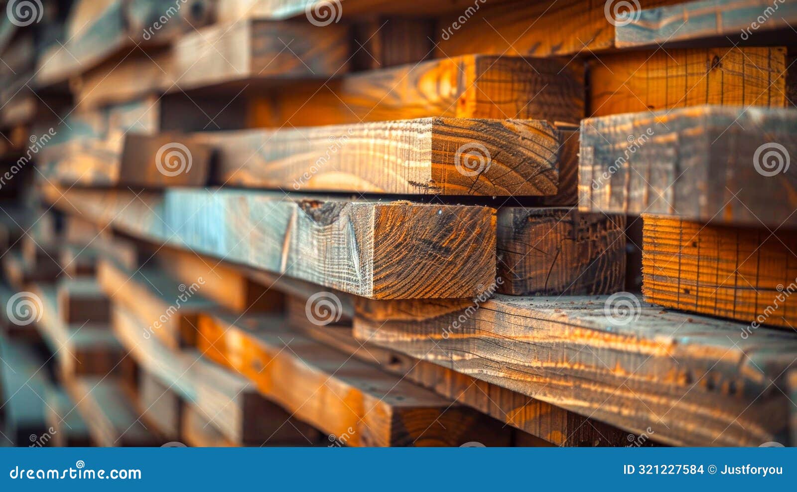 Stack of Wood Lumber in Workshop. Generative Ai Stock Illustration ...
