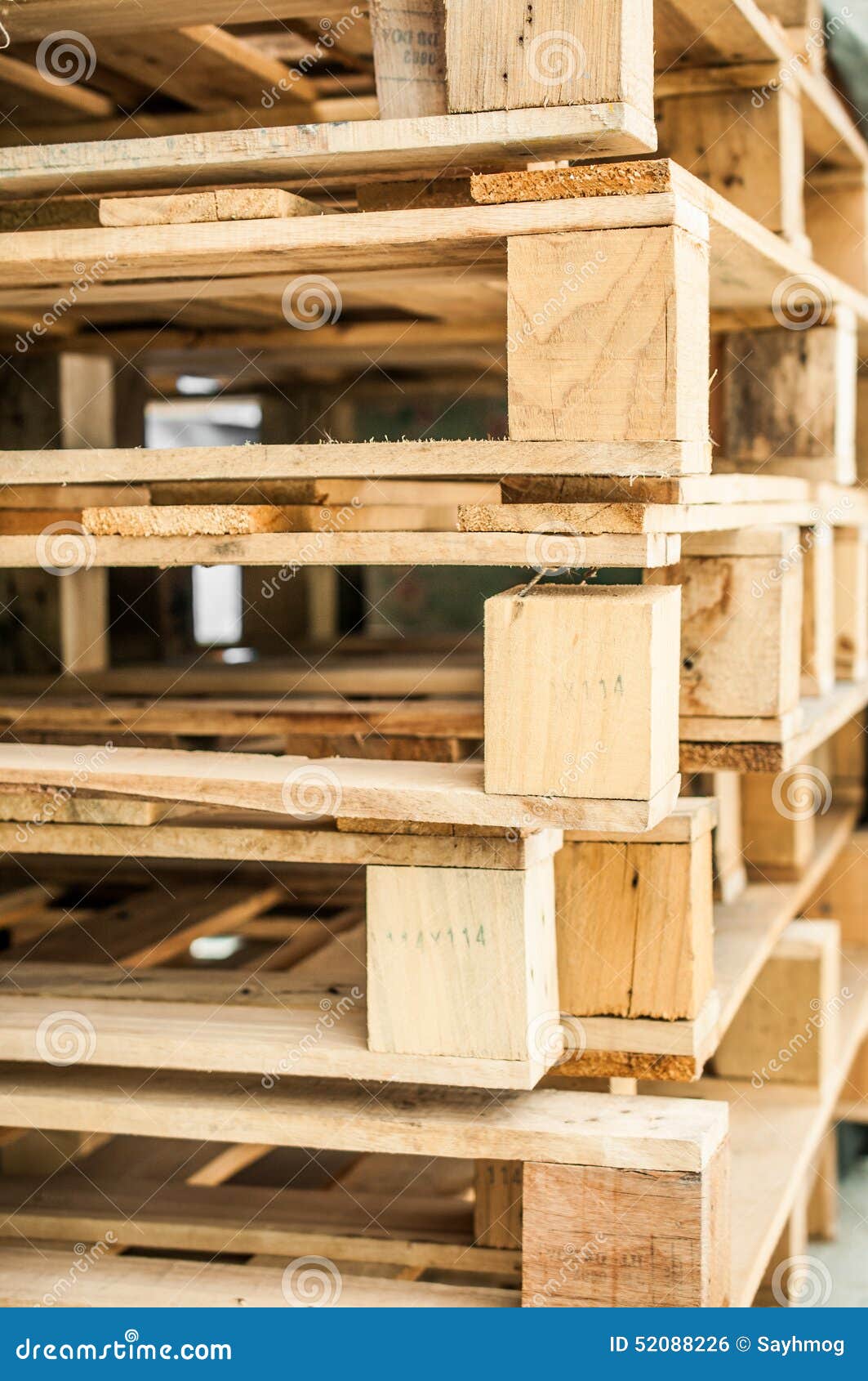 Stack of Wood Pallet Closeup Stock Photo - Image of factory, packaging ...