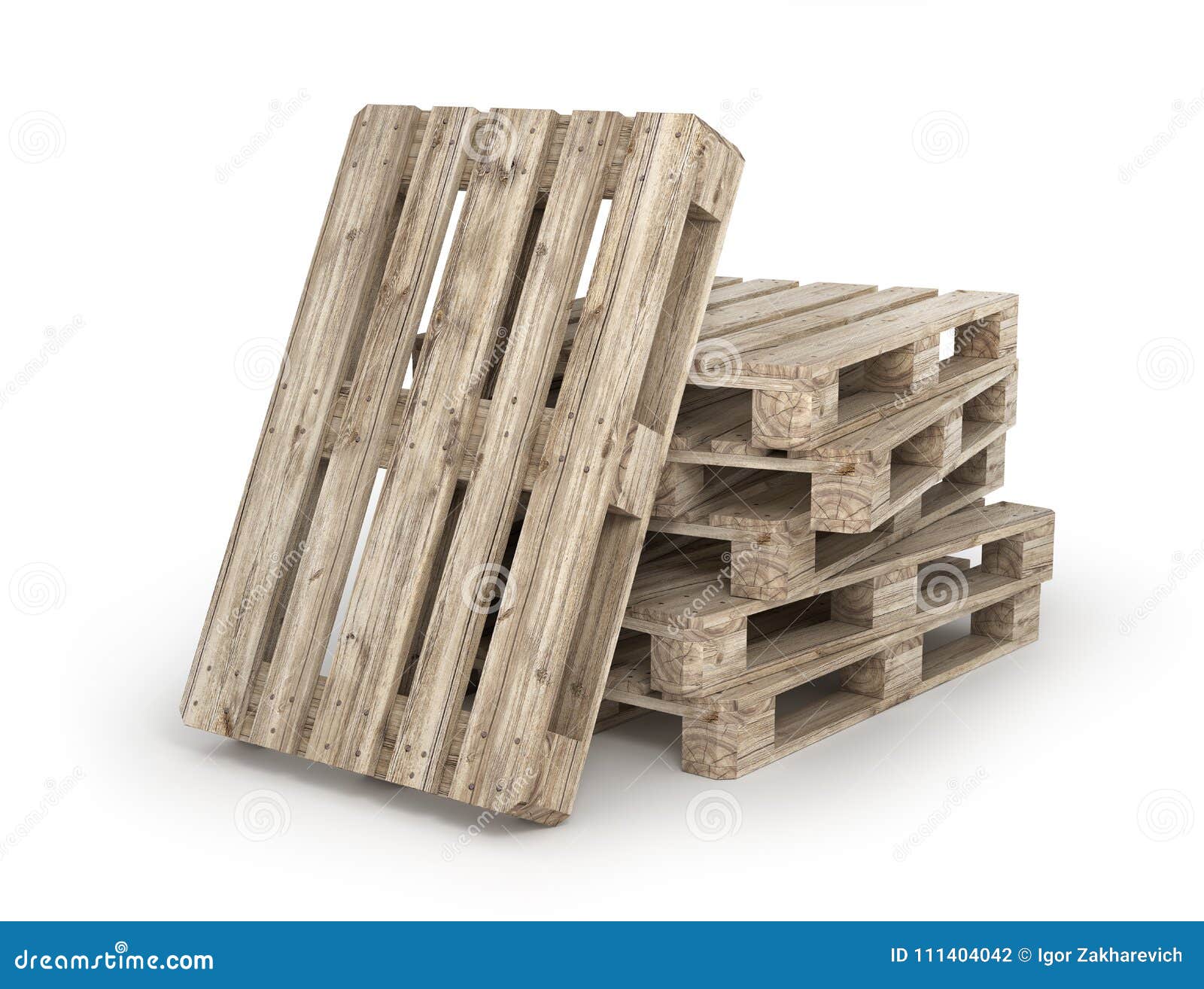 Stack of Wood Pallets Isolated on a White. 3d Stock Photo - Image of ...