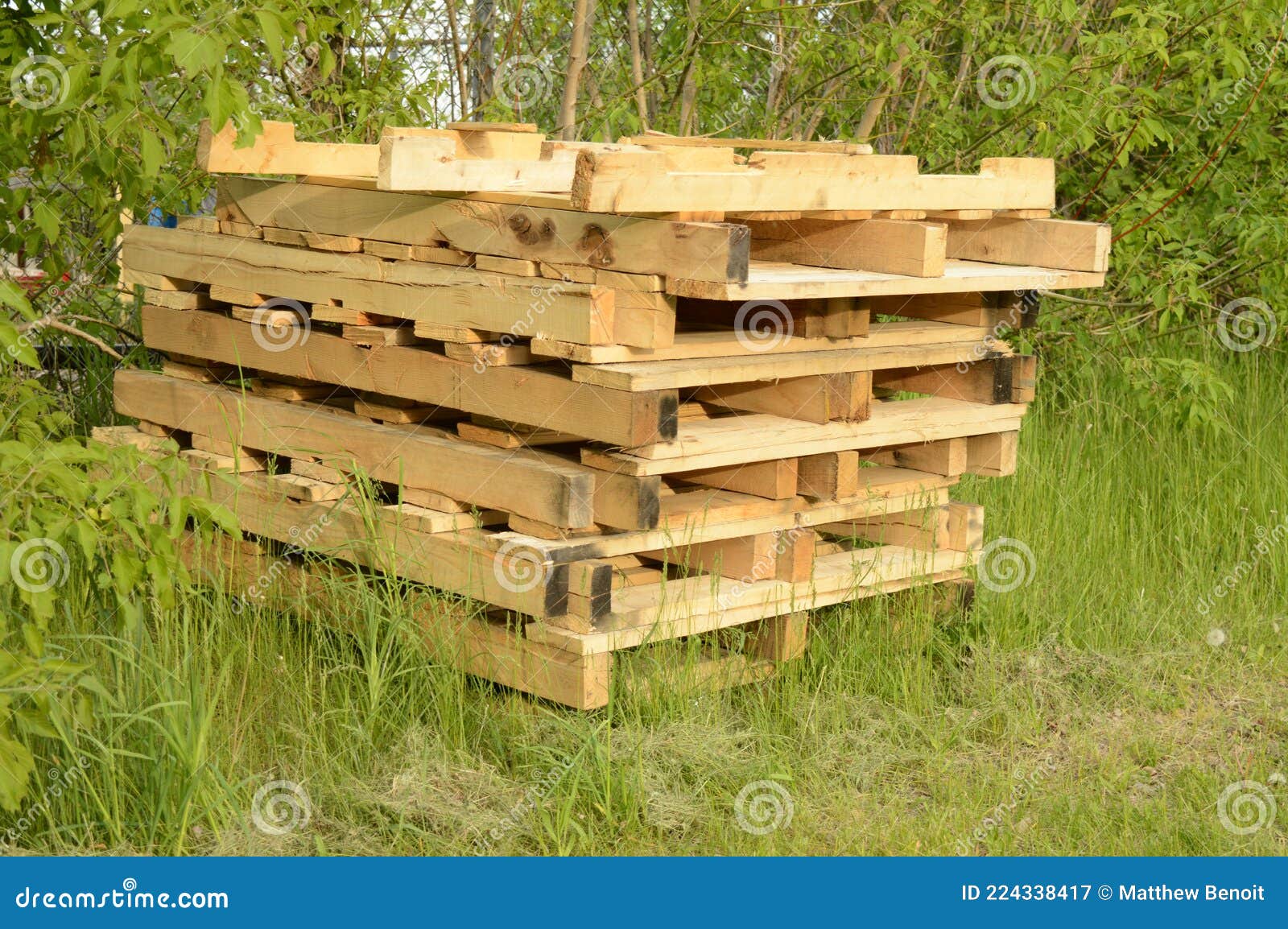 Stack of Wood Pallets stock image. Image of portable - 224338417