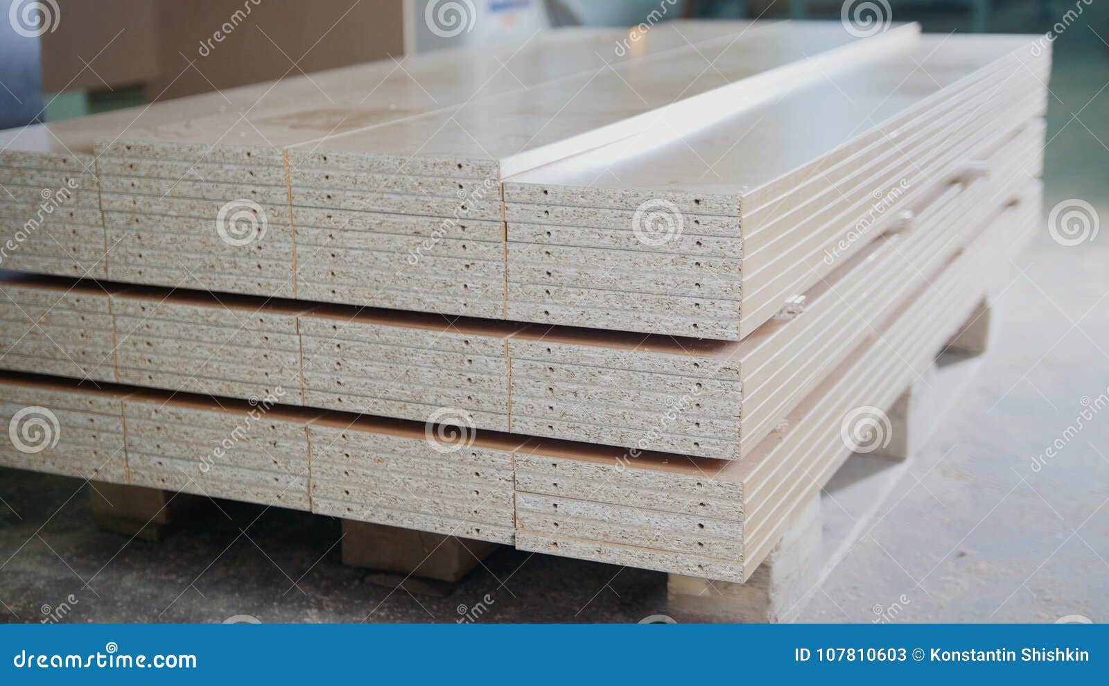 Stack of Wood Particleboard Panels on the Warehouse or Factory Stock ...