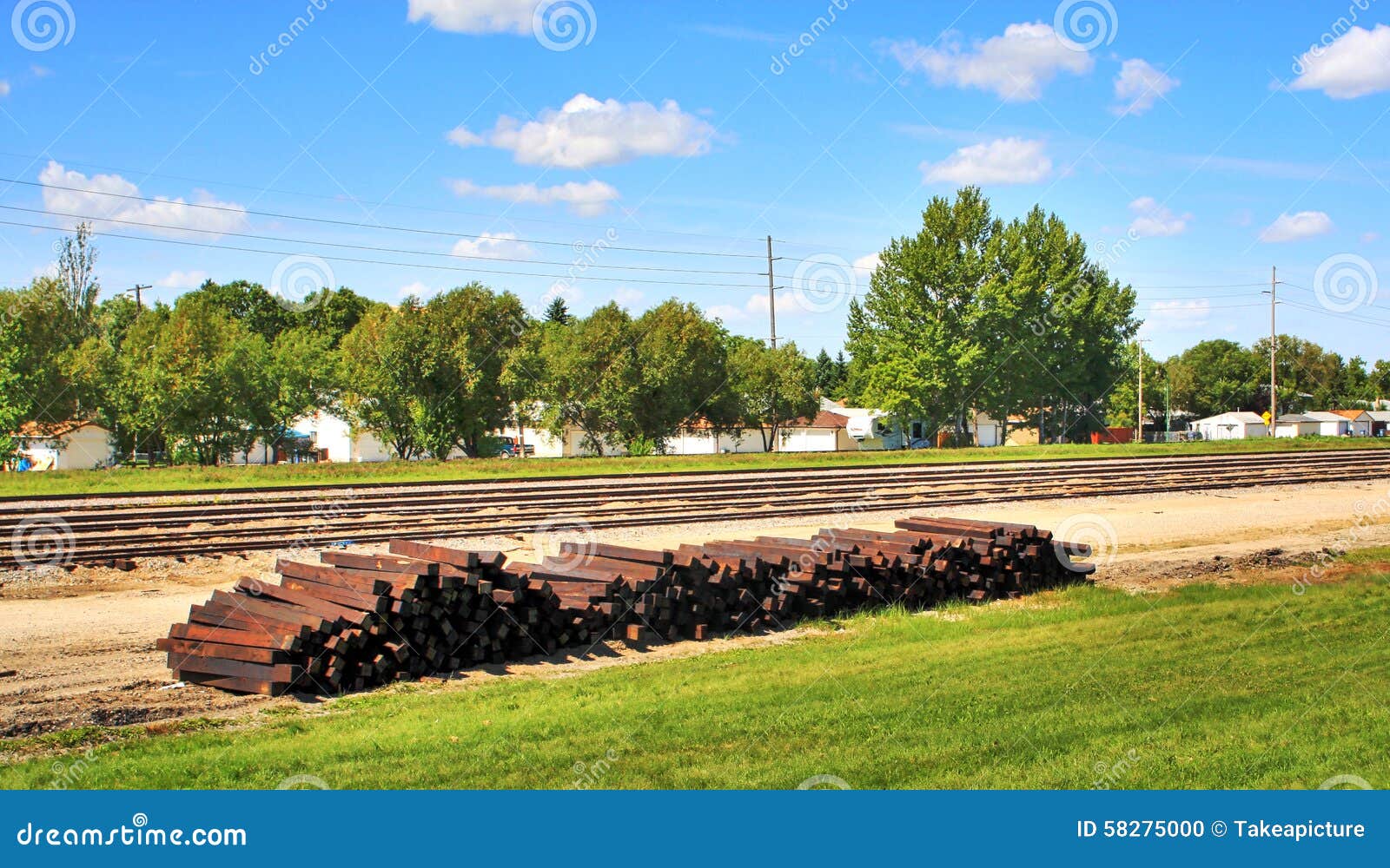A stack of wood sleepers stock photo. Image of sleeper - 58275000