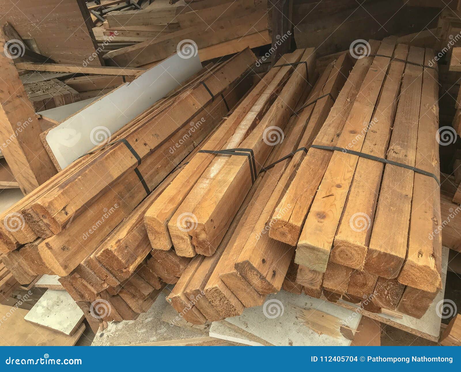 Stack of Wood in Storage Warehouse Stock Photo - Image of detail ...