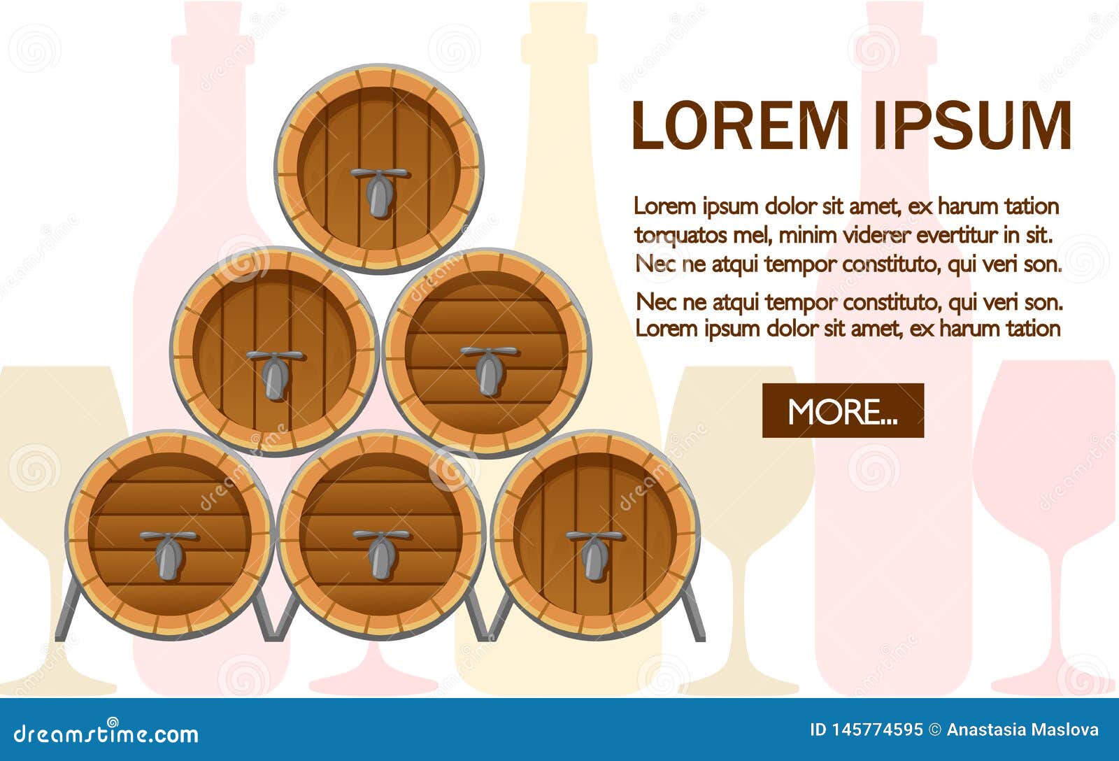 Stack Of Wooden Alcohol Barrel. Drink Container. Barrel For Beer Or ...