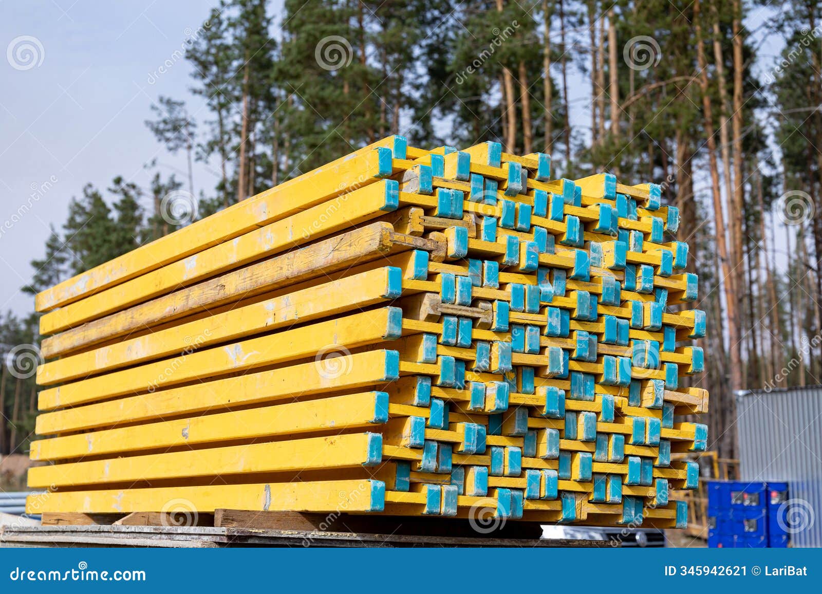 Stack of Wooden Beams for Framing or Structural Support in Construction ...
