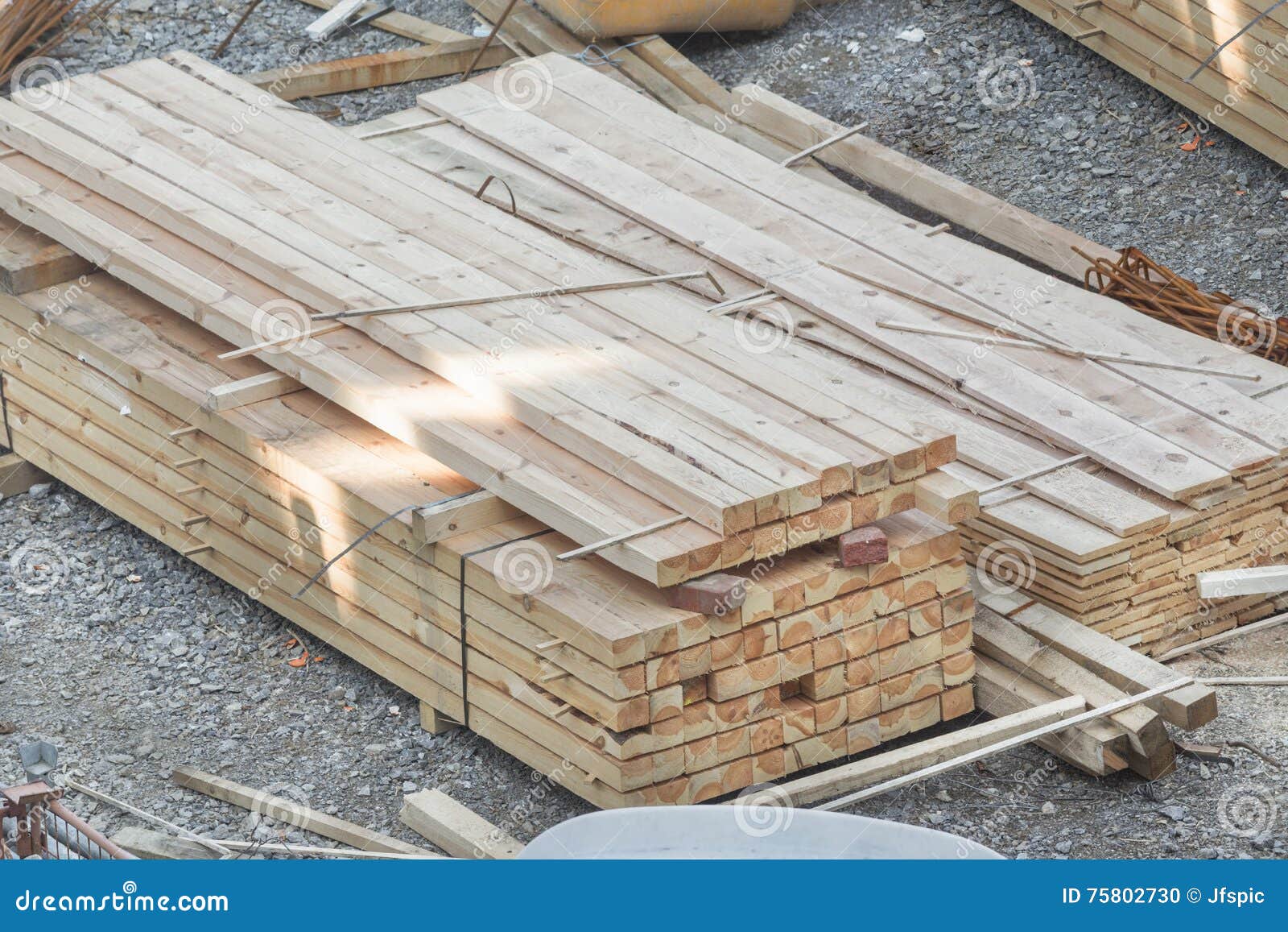 Stack of Wooden Beams and Planks. Stock Photo - Image of beams, beech ...
