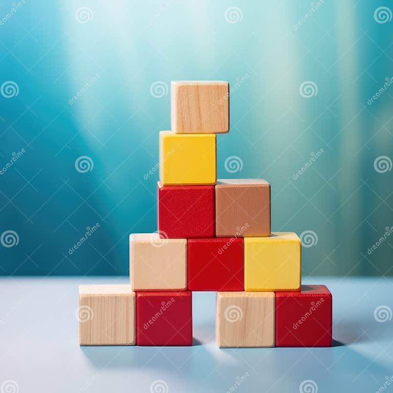 Stack of Wooden Blocks on Blue Background Stock Illustration ...