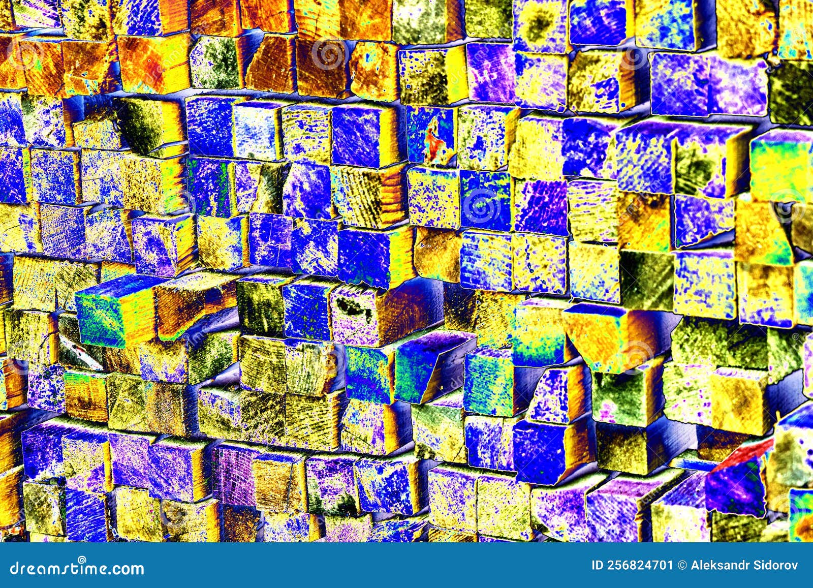 Stack of Wooden Blocks. Changed Color Scheme. Colorful Background. Tree ...