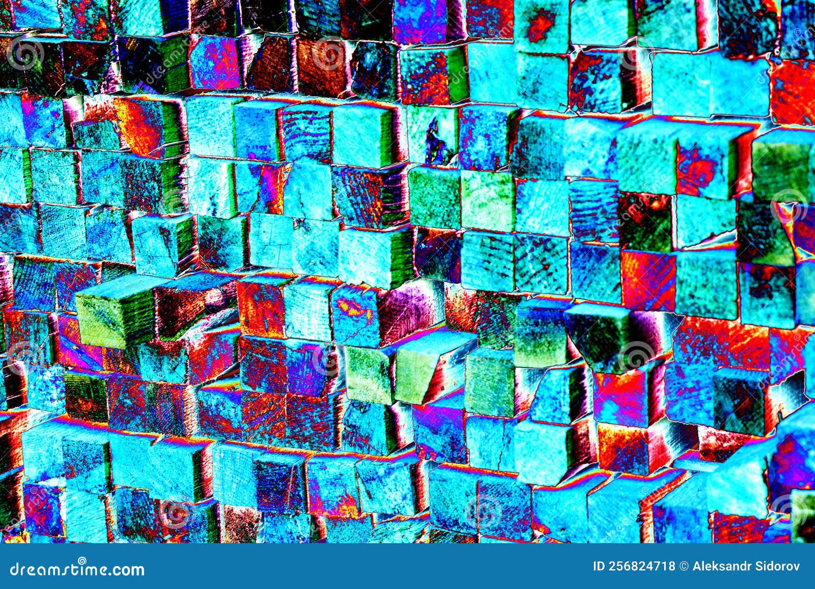 Stack of Wooden Blocks. Changed Color Scheme. Colorful Background. Tree ...