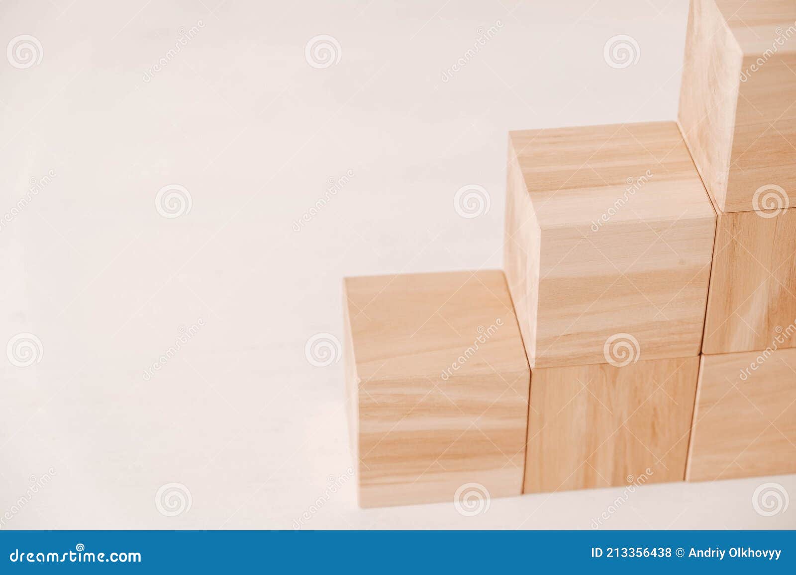 Stack Wooden Blocks from Natural Wood on a White Background. Copy ...
