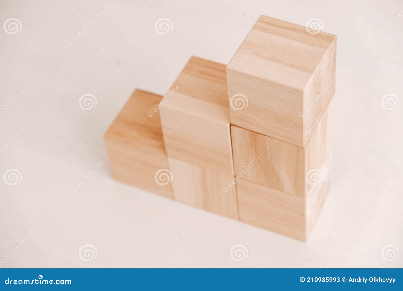 Stack Wooden Blocks from Natural Wood on a White Background. Copy ...