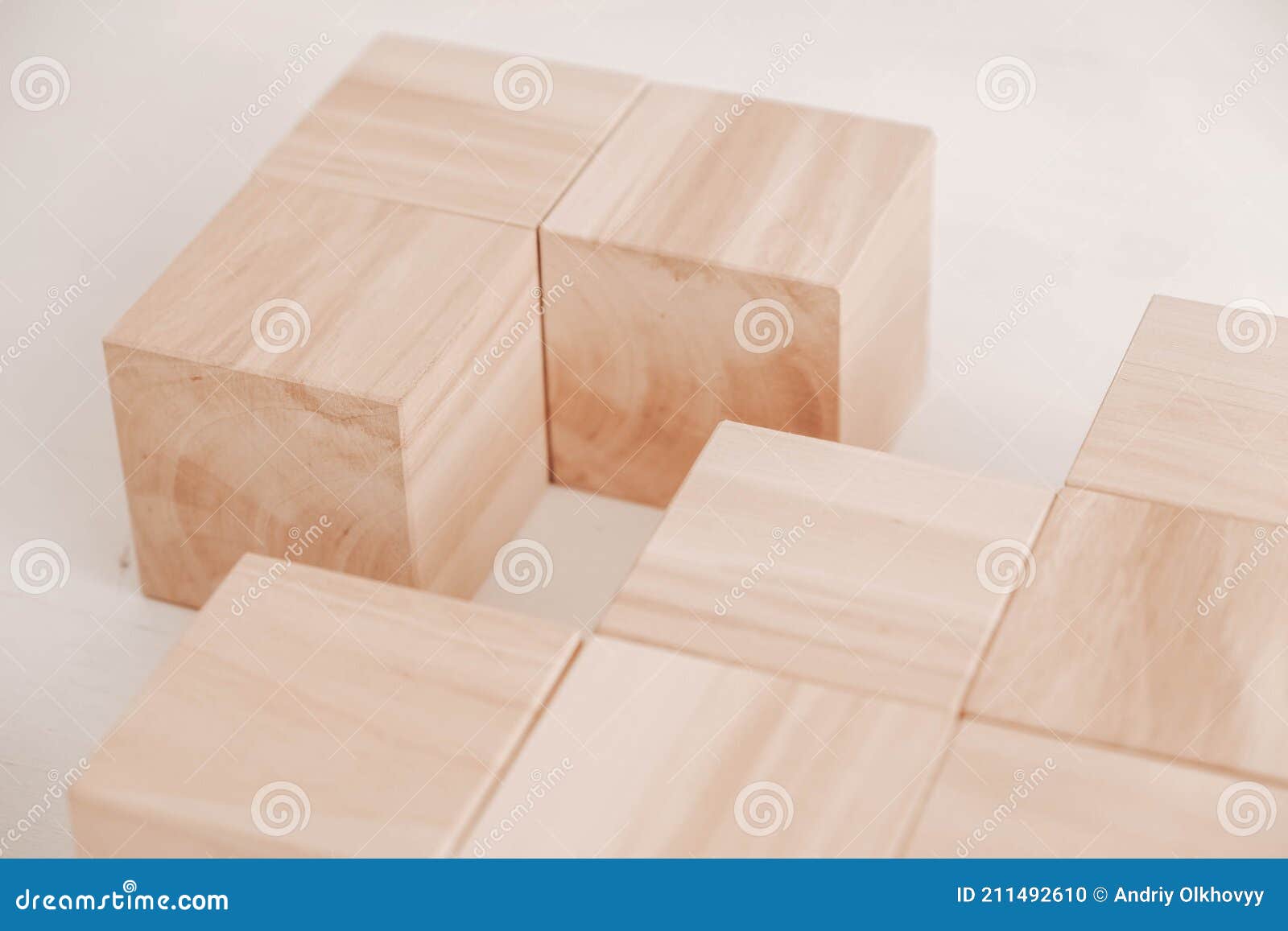 Stack Wooden Blocks from Natural Wood on a White Background. Copy ...