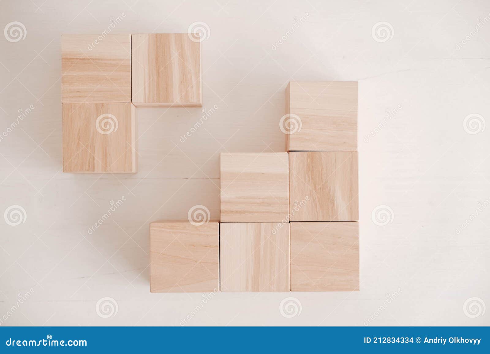 Stack Wooden Blocks from Natural Wood on a White Background. Top View ...